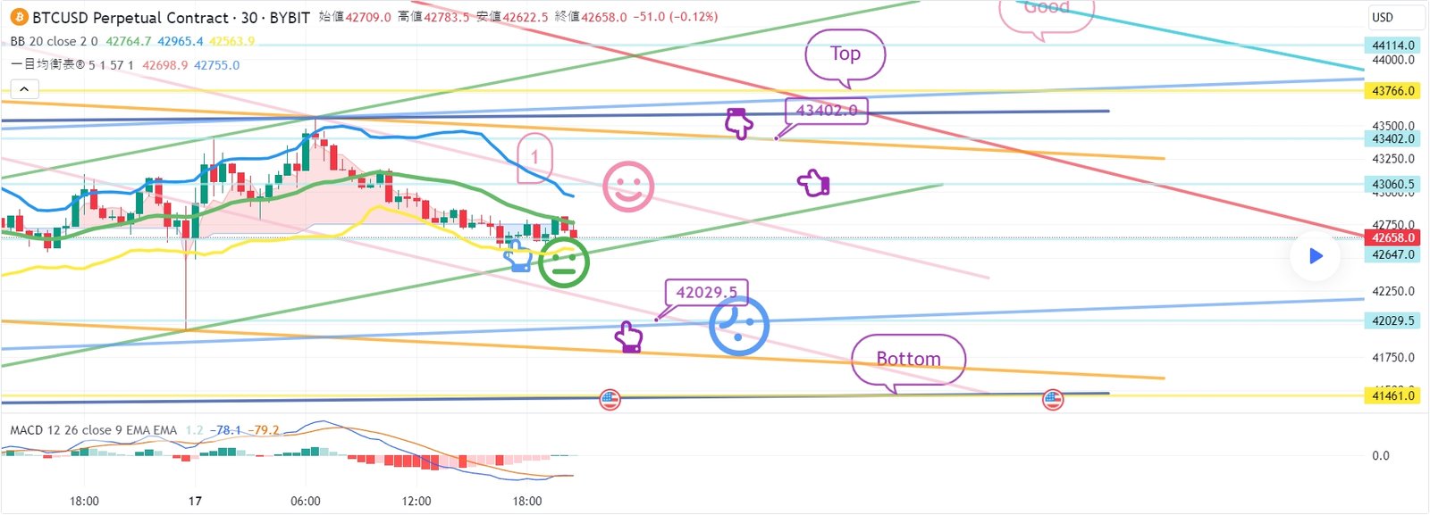 BTCUSD 1月17日ビットコインBybitチャート分析です | INSYT（インサイト）